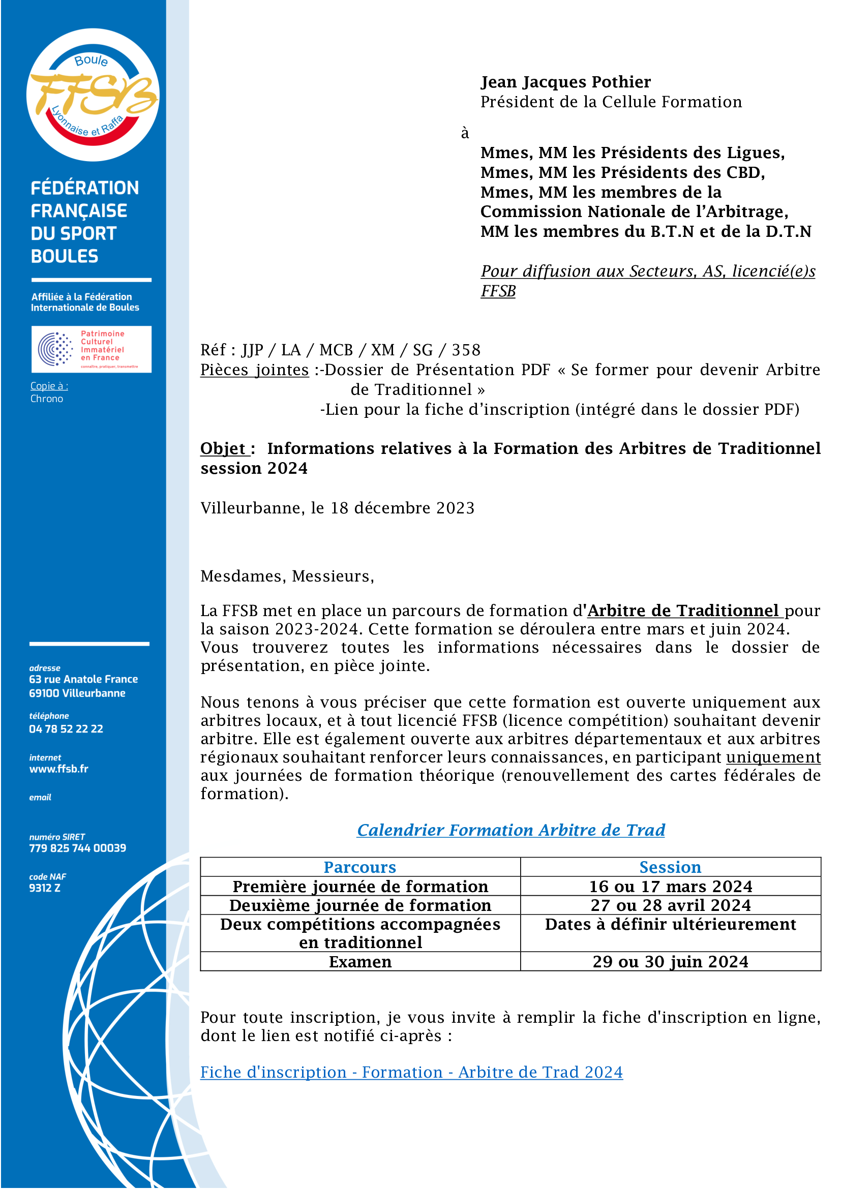 FORMATION ARBITRE TRAD 2024 – C.B.D du GERS